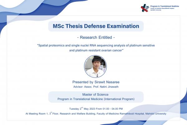 Thesis Defense Examination - Sirawit Nasaree | Program in Translational Medicine Mahidol ...